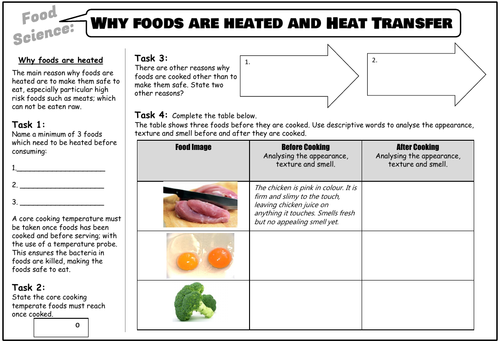 KS3/KS4 Food Cover Work/Cover Lesson - Cooking Foods and Heat Transfer ...