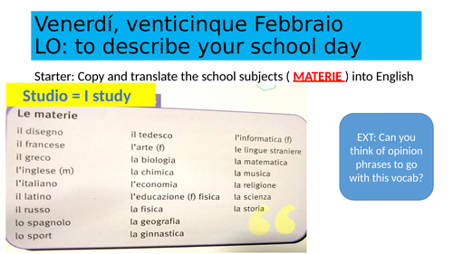 Italian School activities - attivitá a scuola Double lesson | Teaching ...