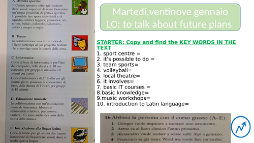 Italian future tense - future plans after school - Piani futuri Bundle ...