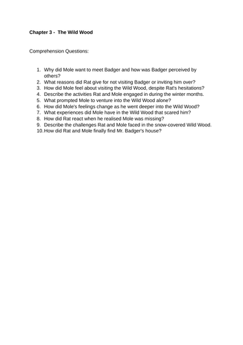 The Wind in the Willows Comprehension | Teaching Resources