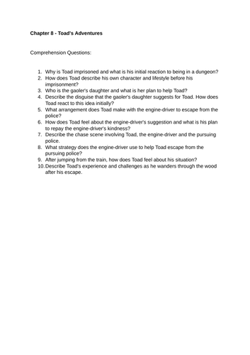 The Wind in the Willows Comprehension | Teaching Resources