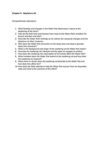 The Wind in the Willows Comprehension | Teaching Resources