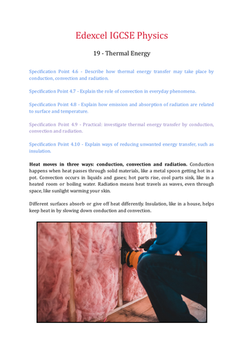 Edexcel IGCSE Physics Worksheets Chapter 4 - Energy Resources and Transfer | Teaching Resources