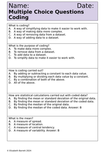 Talk about the Maths - Coding (Statistics 2.5) | Teaching Resources