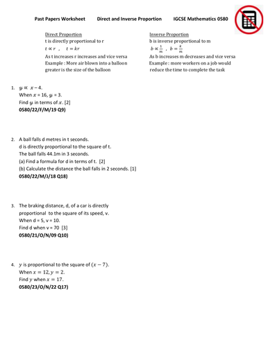IGCSE Mathematics 0580 Topic Wise Past Papers Worksheets (Syllabus 2025 ...