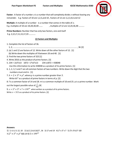 IGCSE Mathematics 0580 Topic Wise Past Papers Worksheets (Syllabus 2025 ...