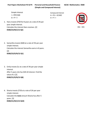 IGCSE Mathematics 0580 Topic Wise Past Papers Worksheets (Syllabus 2025 ...
