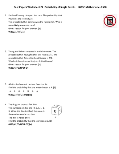 IGCSE Mathematics 0580 Topic Wise Past Papers Worksheets (Syllabus 2025 ...
