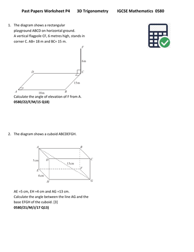 IGCSE Mathematics 0580 Topic Wise Past Papers Worksheets (Syllabus 2025 ...