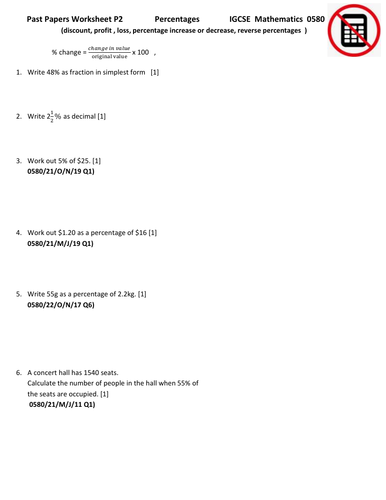 IGCSE Mathematics 0580 Topic Wise Past Papers Worksheets (Syllabus 2025 ...