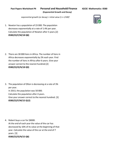 IGCSE Mathematics 0580 Topic Wise Past Papers Worksheets (Syllabus 2025 ...