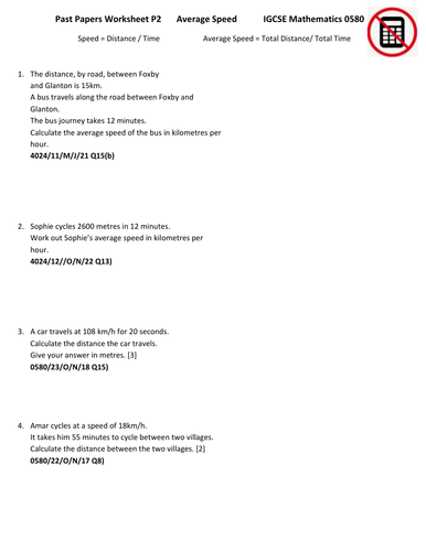 IGCSE Mathematics 0580 Topic Wise Past Papers Worksheets (Syllabus 2025 ...