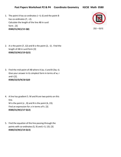 IGCSE Mathematics 0580 Topic Wise Past Papers Worksheets (Syllabus 2025 ...