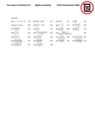 IGCSE Mathematics 0580 Topic Wise Past Papers Worksheets (Syllabus 2025 ...
