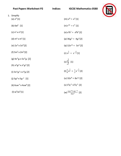 IGCSE Mathematics 0580 Topic Wise Past Papers Worksheets (Syllabus 2025 ...