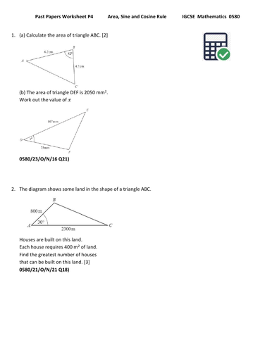 IGCSE Mathematics 0580 Topic Wise Past Papers Worksheets (Syllabus 2025 ...