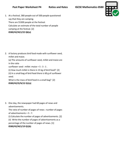IGCSE Mathematics 0580 Topic Wise Past Papers Worksheets (Syllabus 2025 ...