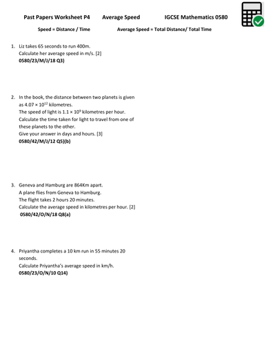 IGCSE Mathematics 0580 Topic Wise Past Papers Worksheets (Syllabus 2025 ...