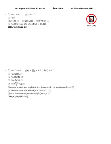IGCSE Mathematics 0580 Topic Wise Past Papers Worksheets (Syllabus 2025 ...