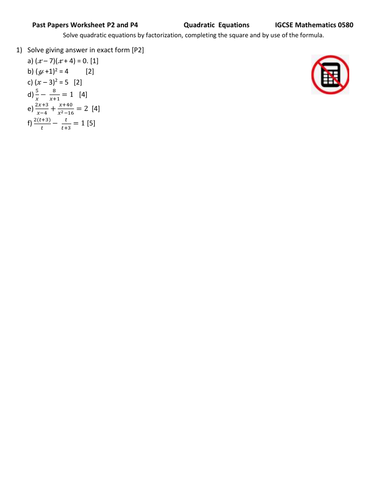 IGCSE Mathematics 0580 Topic Wise Past Papers Worksheets (Syllabus 2025 ...