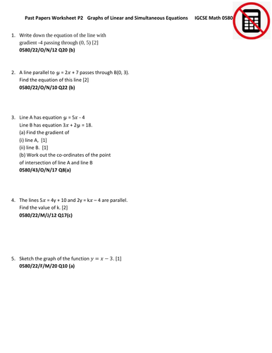 IGCSE Mathematics 0580 Topic Wise Past Papers Worksheets (Syllabus 2025 ...