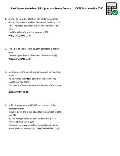 IGCSE Mathematics 0580 Topic Wise Past Papers Worksheets (Syllabus 2025 ...