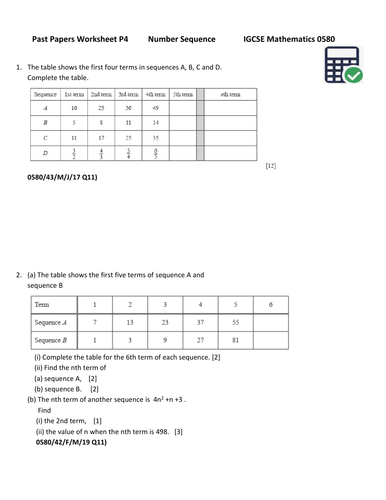 IGCSE Mathematics 0580 Topic Wise Past Papers Worksheets (Syllabus 2025 ...