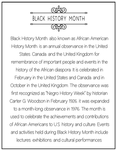 Black History Month Biographies | Teaching Resources