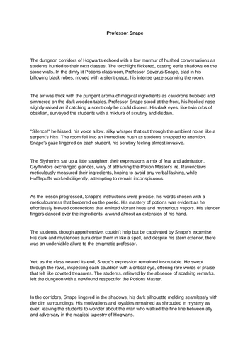 GCSE English Language P1 Q4 Professor Snape Extract | Teaching Resources