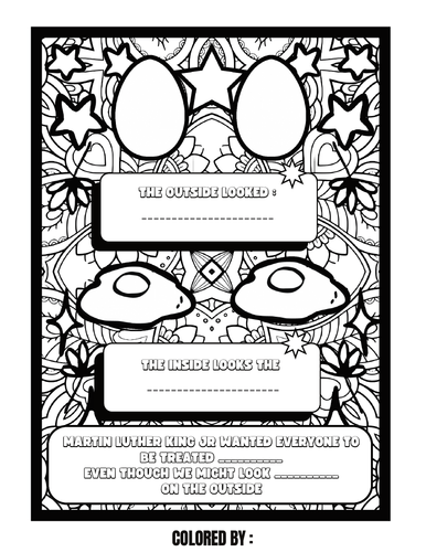 Martin Luther King Egg Activity, Diversity Writing Experiment, No Prep ...