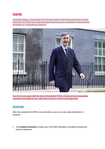 Devolution in Scotland, Wales and Northern Ireland | Teaching Resources