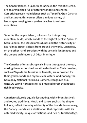 Spanish Cloze, differentiated x 4: Canary Islands | Teaching Resources