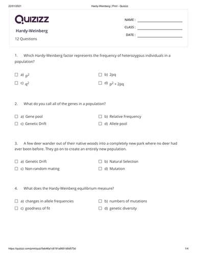 Hardy Weinberg Lesson Pack: PPT, structured notes, practice questions ...