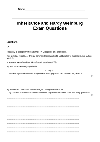 Hardy Weinberg Lesson Pack: PPT, structured notes, practice questions ...