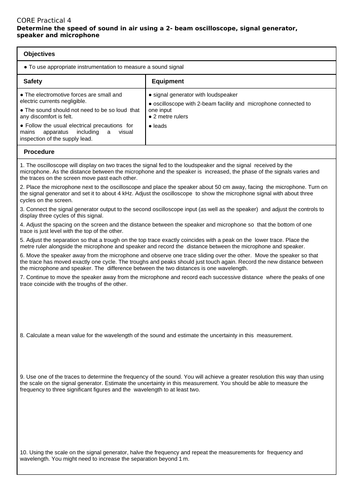 Edexcel IAL - CORE Practical 4 - Determine the speed of sound in air ...