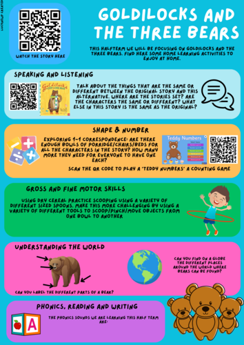 Goldilocks and the three bears home learning sheet | Teaching Resources