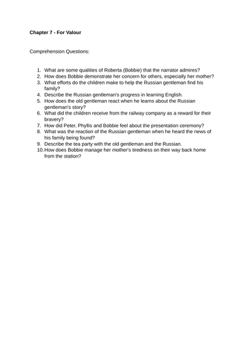 The Railway Children Comprehension | Teaching Resources