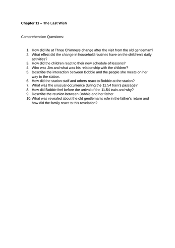 The Railway Children Comprehension | Teaching Resources