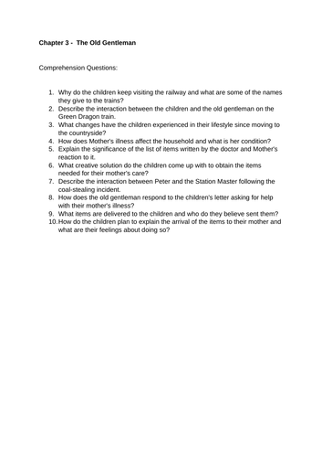 The Railway Children Comprehension | Teaching Resources