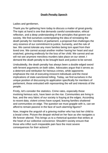 Death Penalty Writing A Speech | Teaching Resources