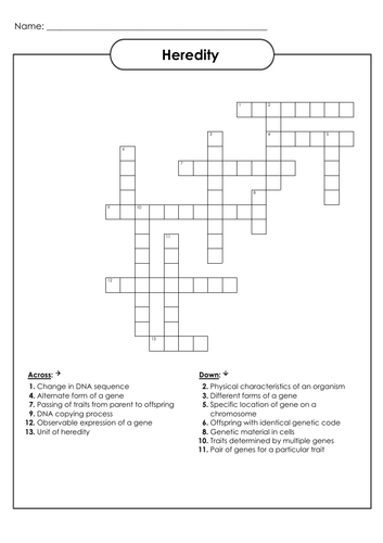 Wordsearches and Crosswords for Secondary Science - Heredity | Teaching ...