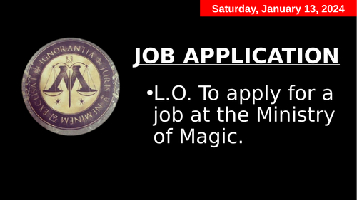 Job Application for Ministry of Magic | Teaching Resources