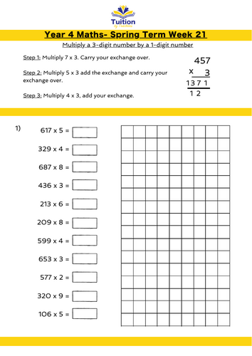 Year 4 - Multiply a 3-digit number by a 1-digit number | Teaching Resources