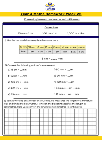 Year 4 - Converting between mm, cm, m and km | Teaching Resources