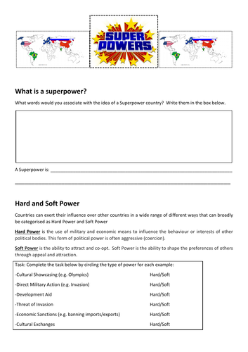 A Level Geography Taster Lesson - Superpowers | Teaching Resources