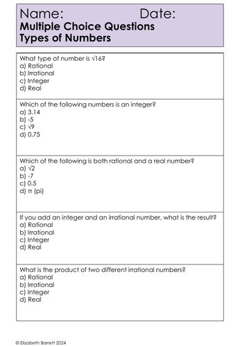 Talk about the maths - Types of Numbers | Teaching Resources
