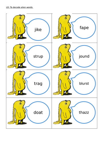 Beegu alien words (phonics) | Teaching Resources