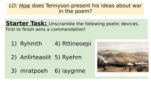 KS3 Exploring Attitudes to War in 'The Charge of the Light Brigade ...