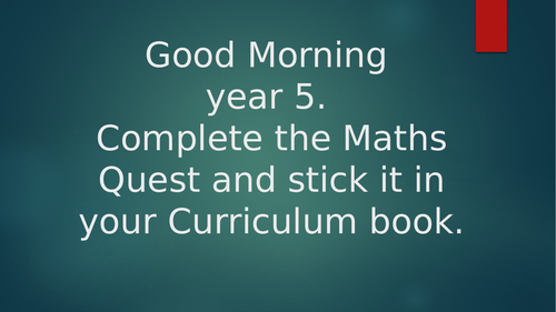 15 Powerpoints Year 5 Morning Work. Great Starters English Maths ...