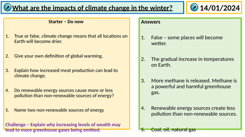Key stage 3 Climate Change SOW new 2024 | Teaching Resources